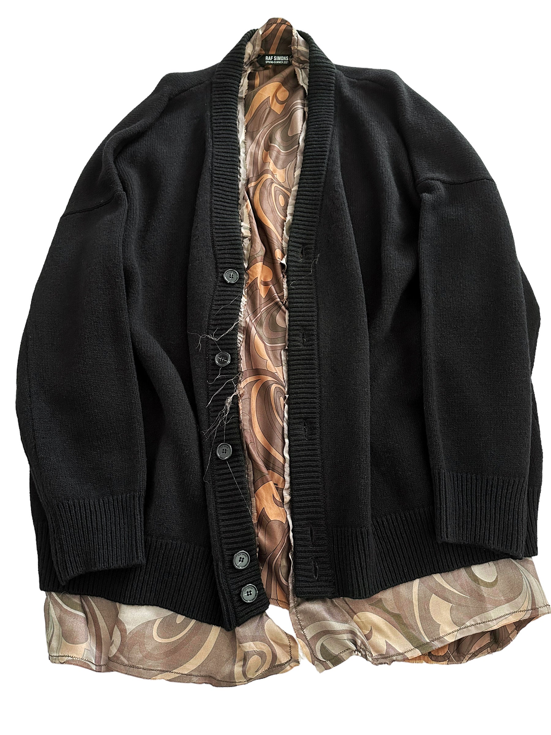 Oversized Cardigan Distressed Silk Lining – Archive Reloaded